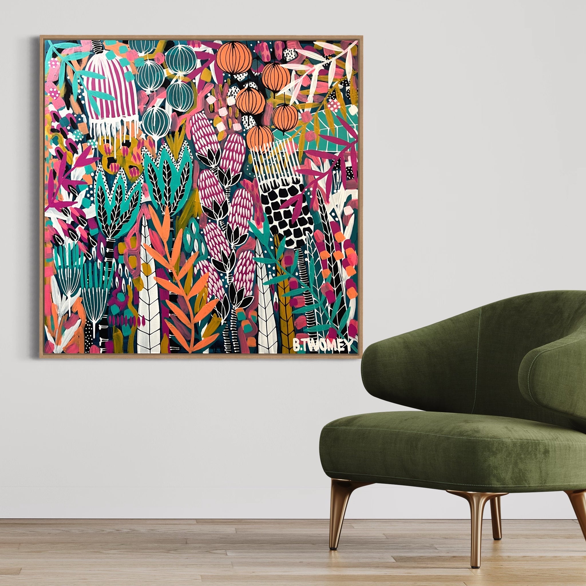 'Peachy Paradise’ (101.6cm x 101.6cm) - SOLD – B TWOMEY - Abstract Artist